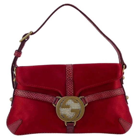 Gucci | Bags | 200s Gucci By Tom Ford Mini Reins Red Lizard Silk Satin ...